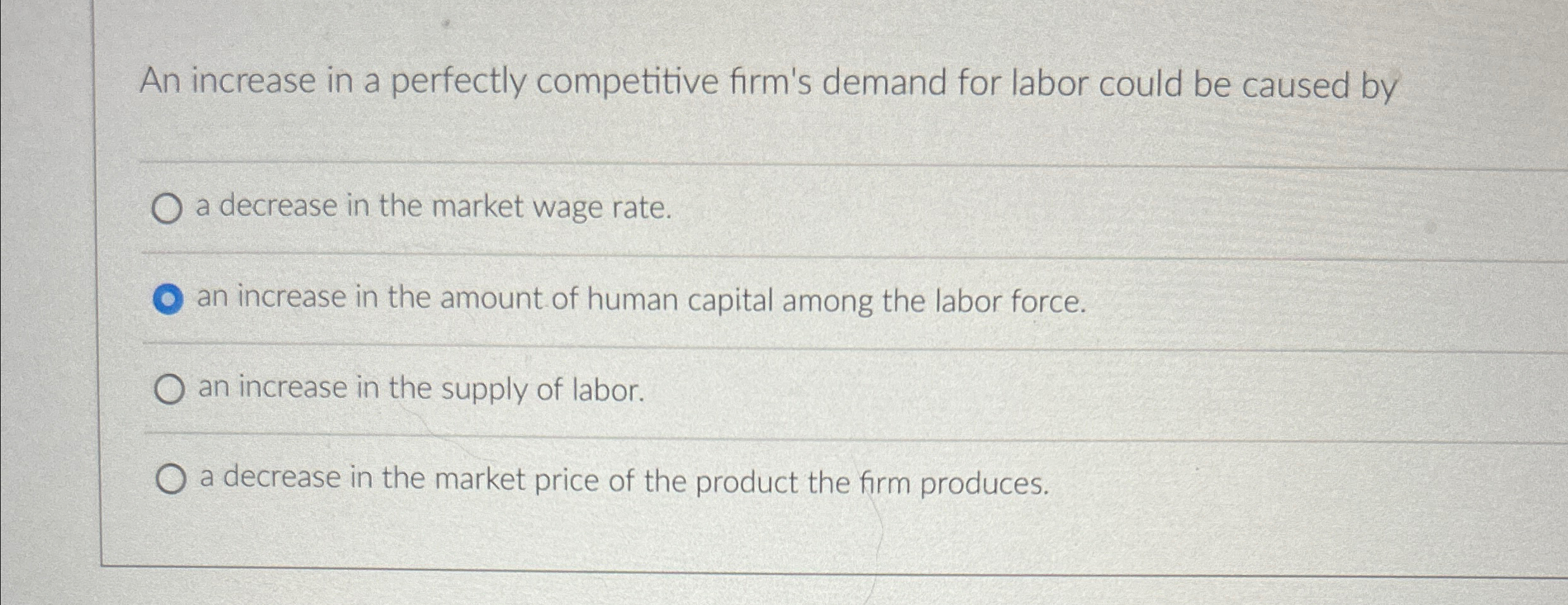Solved An increase in a perfectly competitive firm's demand | Chegg.com
