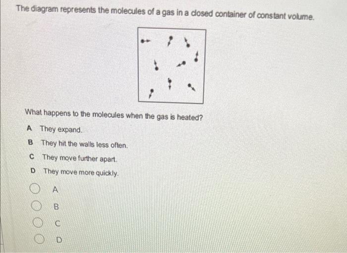 Solved The diagram represents the molecules of a gas in a | Chegg.com