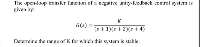 Solved The open-loop transfer function of a negative | Chegg.com