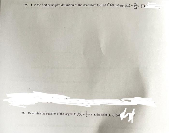 Solved 25. Use the first principles definition of the | Chegg.com