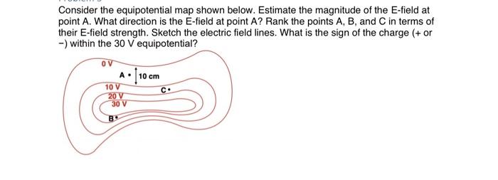 Solved Consider the equipotential map shown below. Estimate | Chegg.com