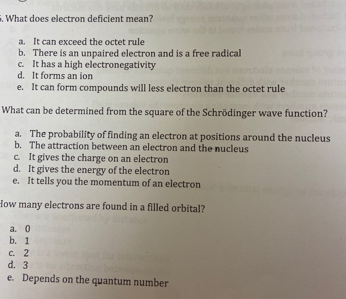 Solved 5. What does electron deficient mean? a. It can | Chegg.com