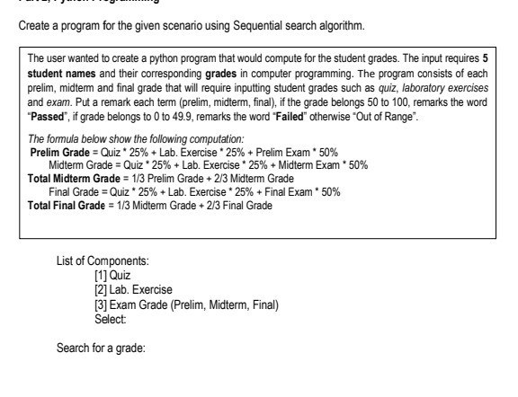 Solved Create a program for the given scenario using | Chegg.com