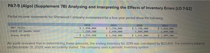 Solved PA7-5 (Algo) (Supplement 7B) Analyzing and | Chegg.com