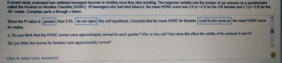 Solved A recent study evaluated how addicted teenagers | Chegg.com