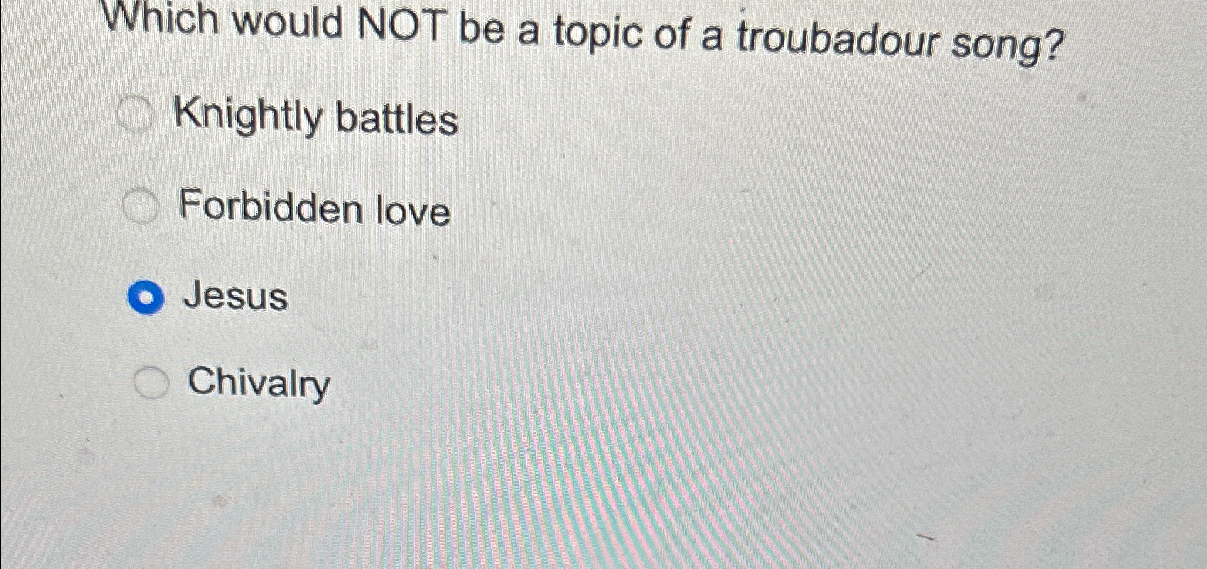Solved Which would NOT be a topic of a troubadour | Chegg.com