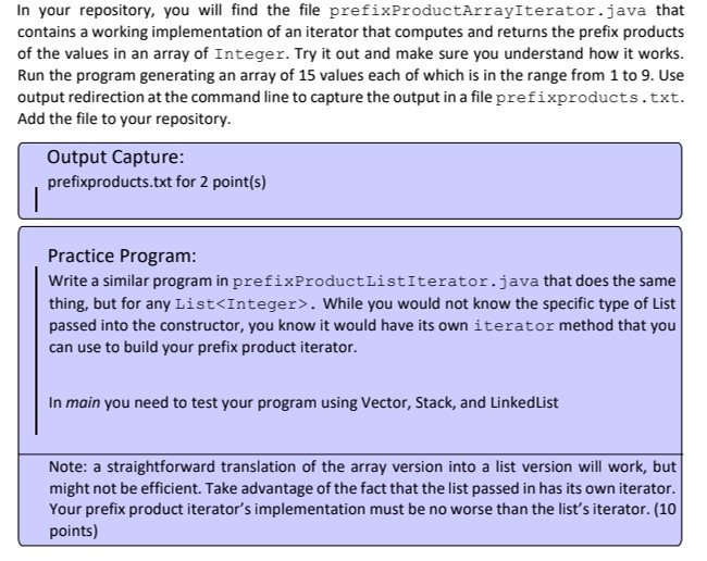 Solved prefixProductArrayIterator:public class | Chegg.com