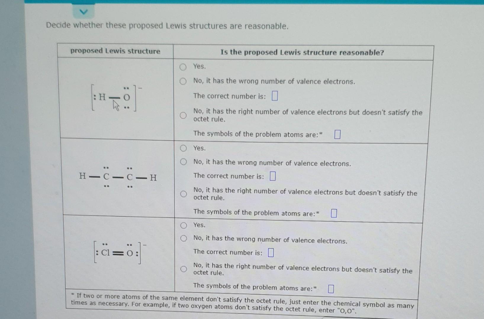 Solved Decide whether these proposed Lewis structures are | Chegg.com