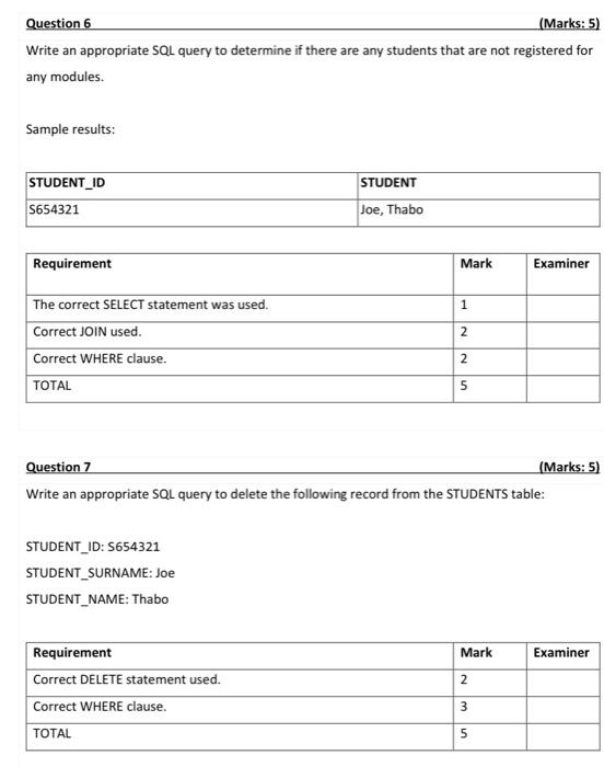 Solved Write an appropriate SQL query to determine if there | Chegg.com