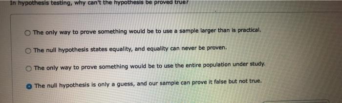Solved In hypothesis testing, why can't the hypothesis be | Chegg.com