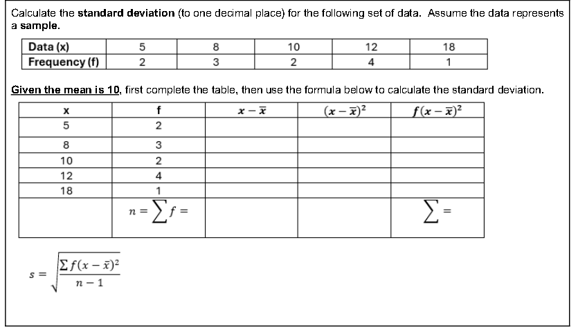 Calculate the standard deviation (to one decimal | Chegg.com