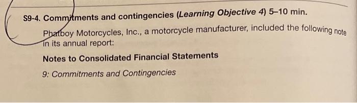 Solved S9-4. Commitments and contingencies (Learning | Chegg.com