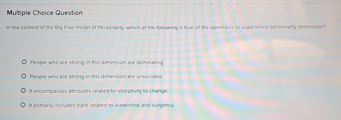 Solved Multiple Choice QuestionIn the context of the Big | Chegg.com