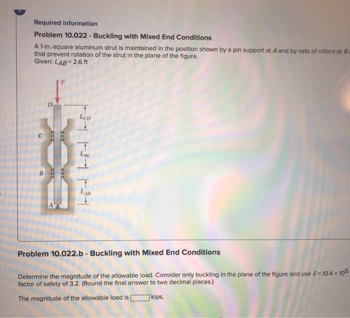 Solved Required information Problem 10.022 - Buckling with | Chegg.com