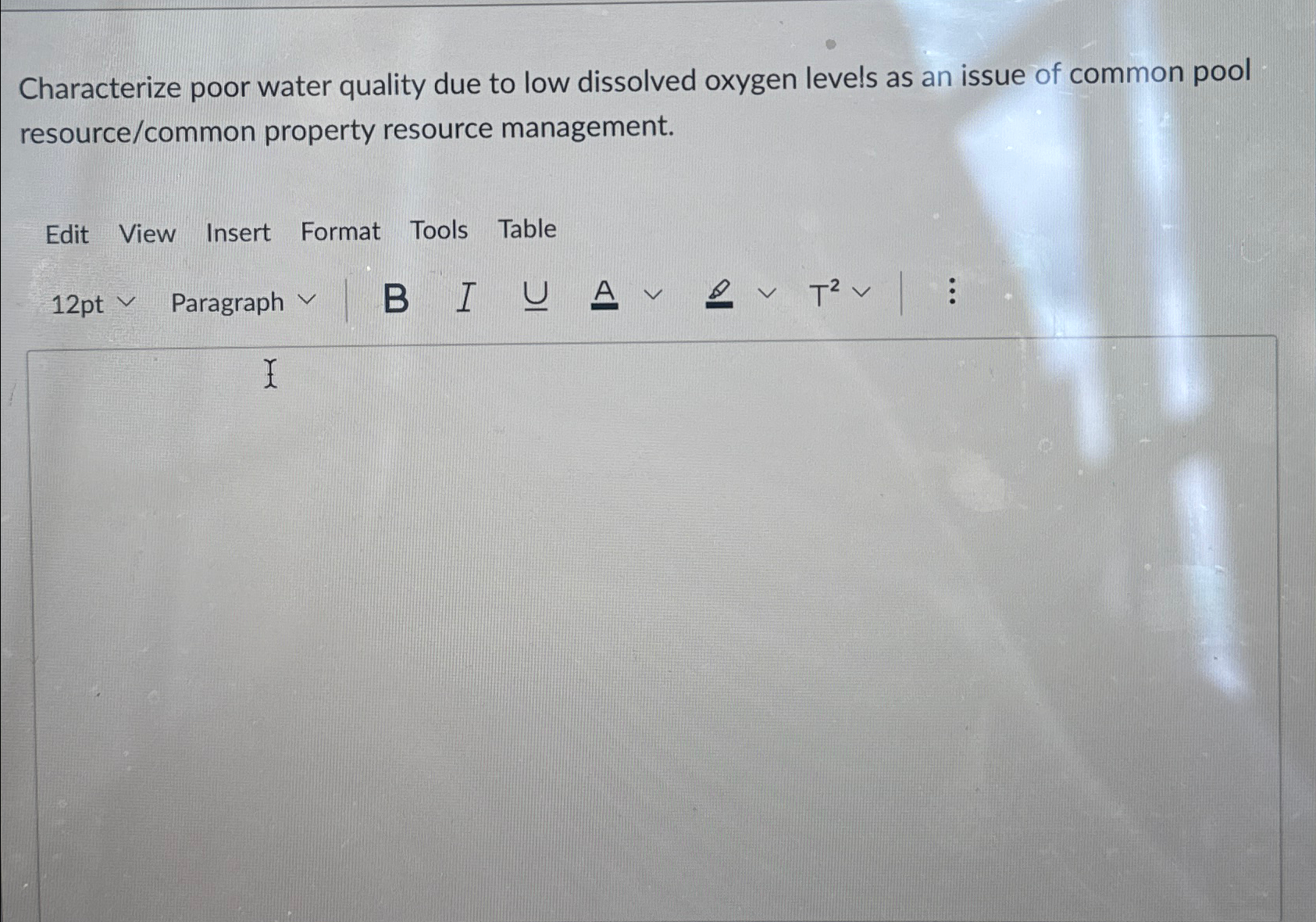 Solved Characterize poor water quality due to low dissolved | Chegg.com