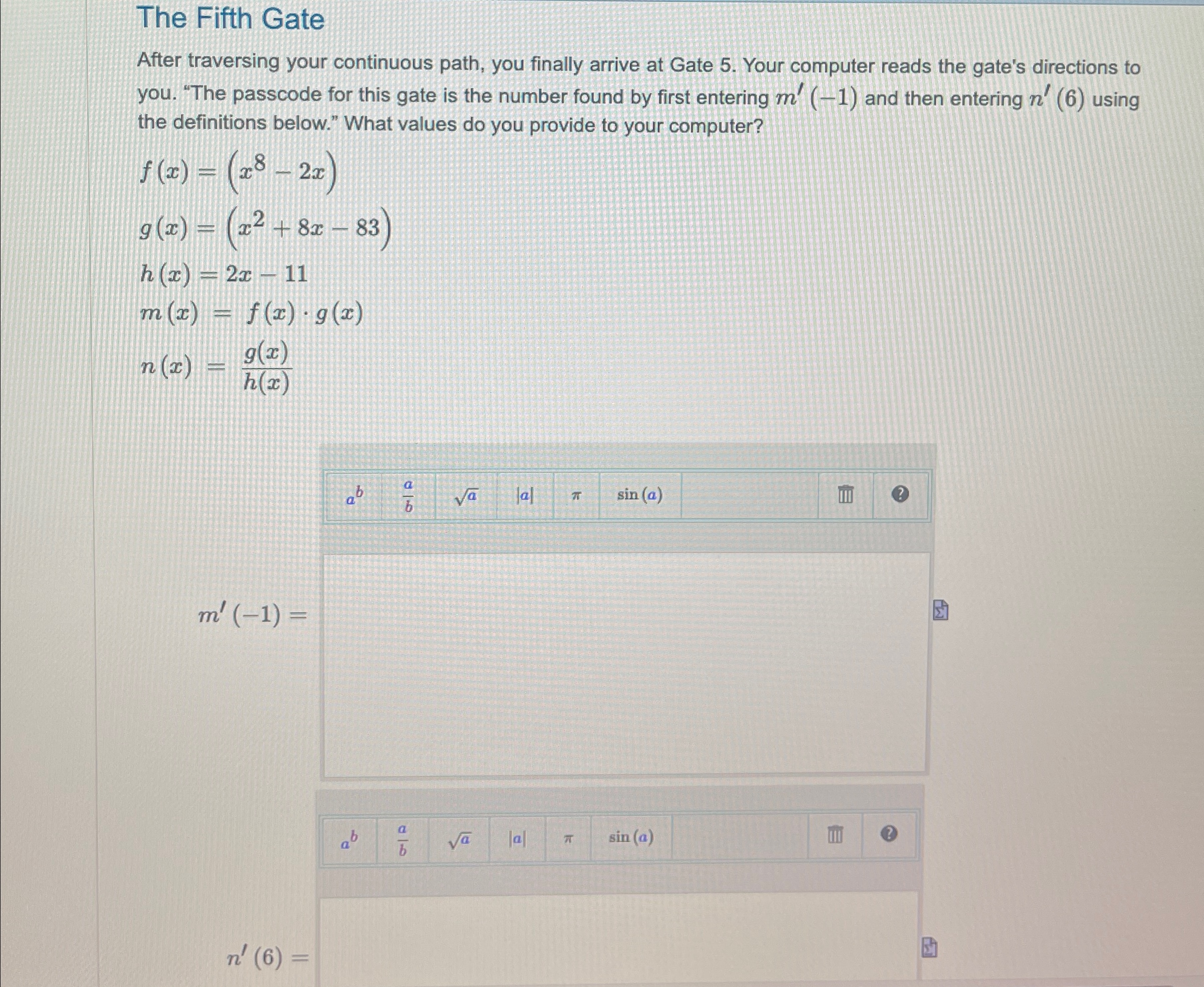 Solved The Fifth GateAfter traversing your continuous path, | Chegg.com