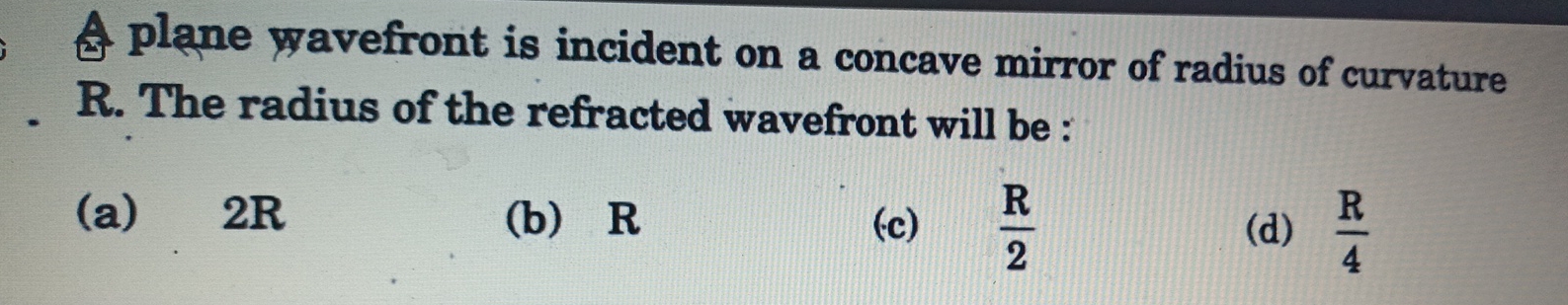 Solved A plane wavefront is incident on a concave mirror of | Chegg.com