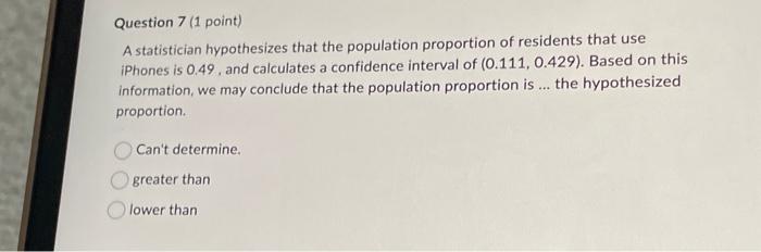 Solved A statistician hypothesizes that the population | Chegg.com