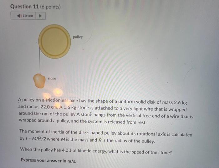 Solved A pulley on a frictionless axle has the shape of a | Chegg.com