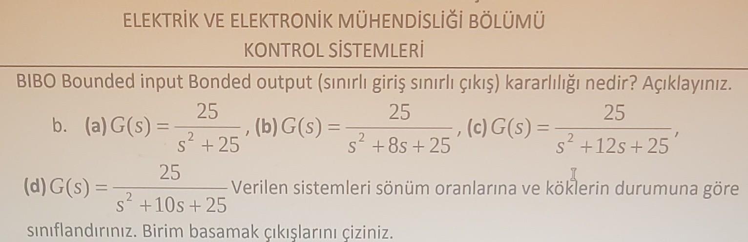 Bibo Bounded Input Bonded Output Sınırlı Giriş 