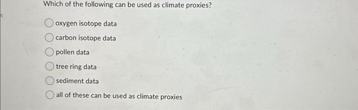 Solved Which of the following can be used as climate | Chegg.com