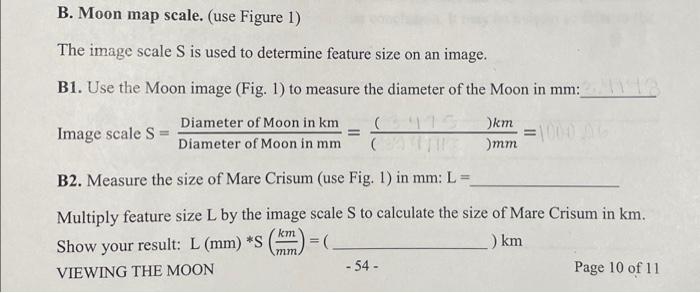 Solved B. Moon map scale. (use Figure 1) The image scale S | Chegg.com