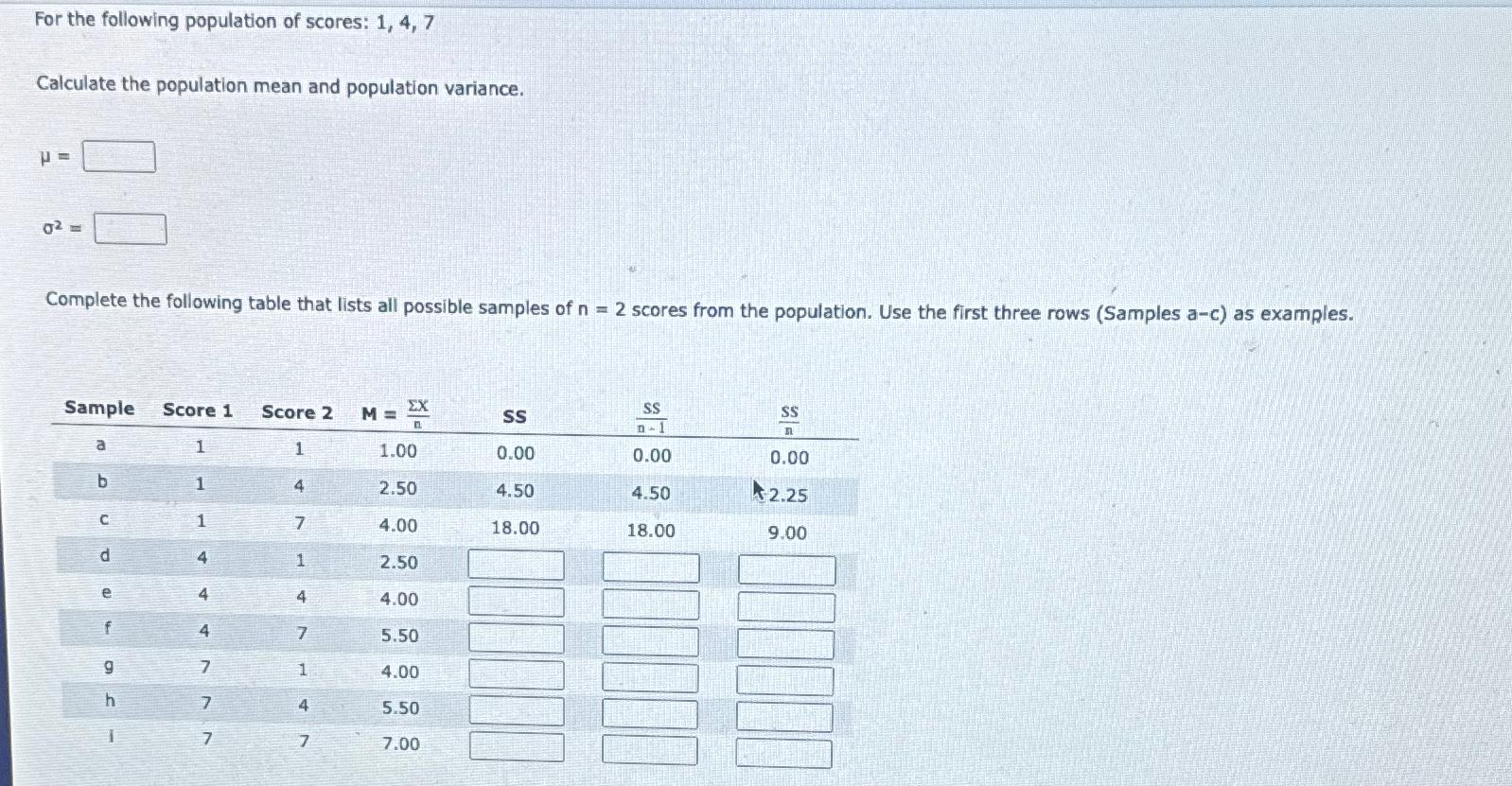 Solved For the following population of scores: | Chegg.com