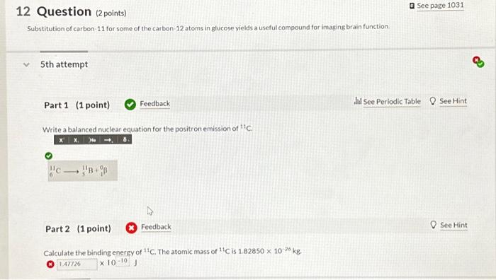 Solved Question (2 points) Substitution of carbon- 11 for | Chegg.com