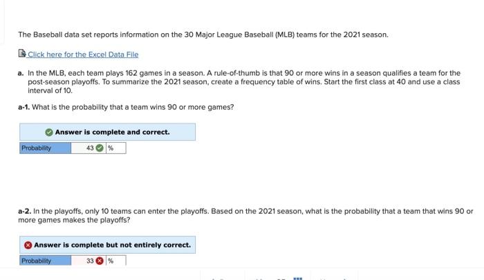 Solved The Baseball data set reports information on the | Chegg.com