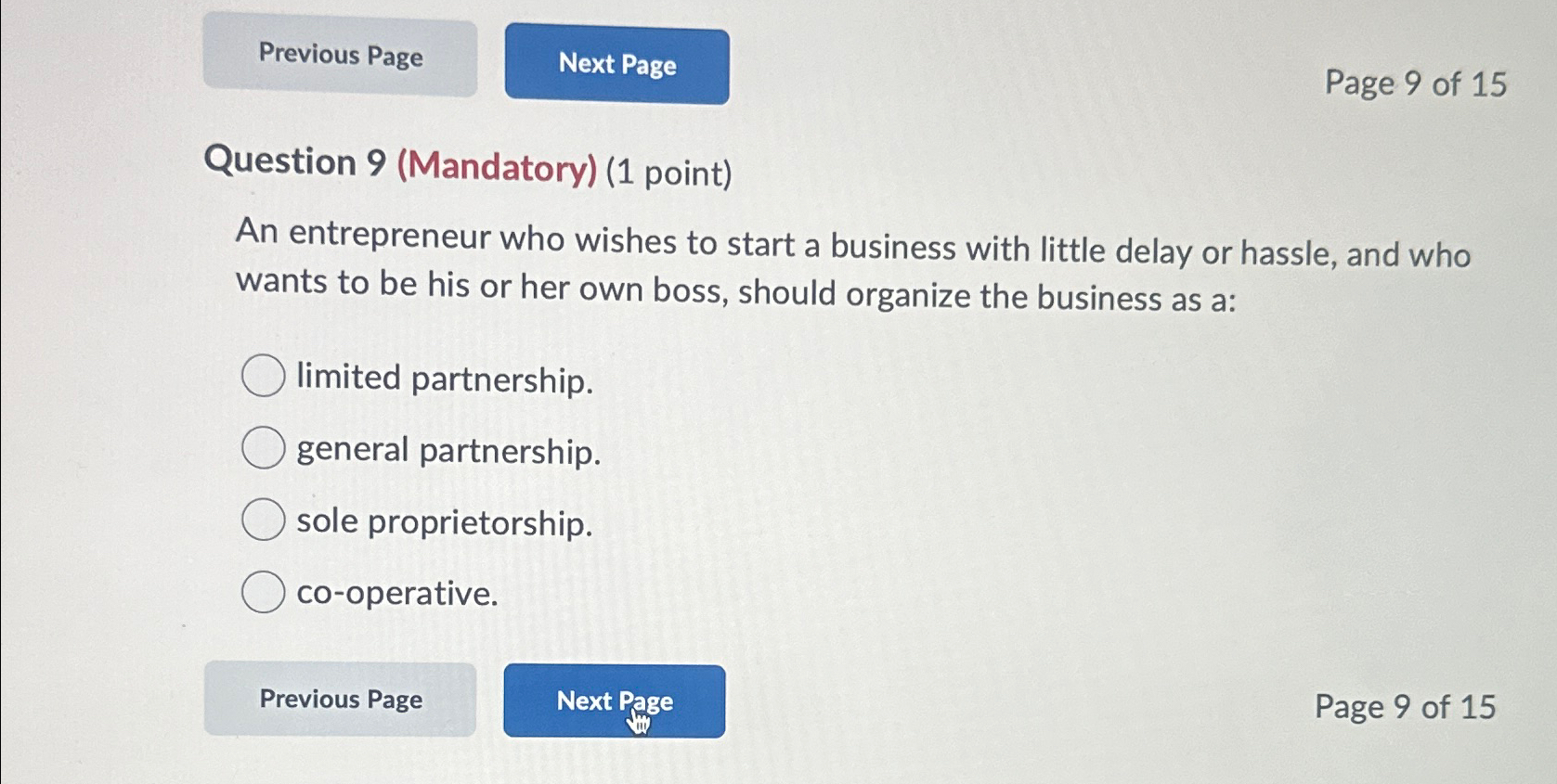 Solved Page 9 ﻿of 15Question 9 (Mandatory) (1 ﻿point)An | Chegg.com