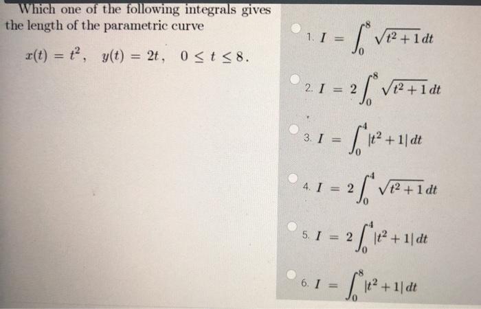 Solved Which one of the following integrals gives the length | Chegg.com
