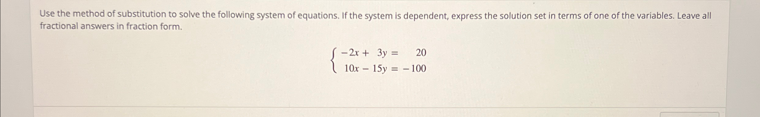 Solved Use the method of substitution to solve the following | Chegg.com