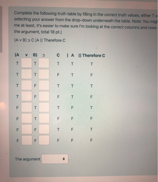 Solved Complete the following truth table by filling in the | Chegg.com