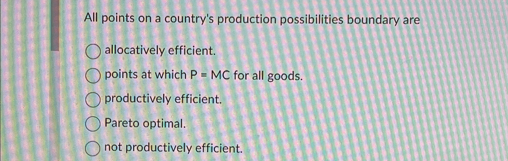 Solved All points on a country's production possibilities | Chegg.com