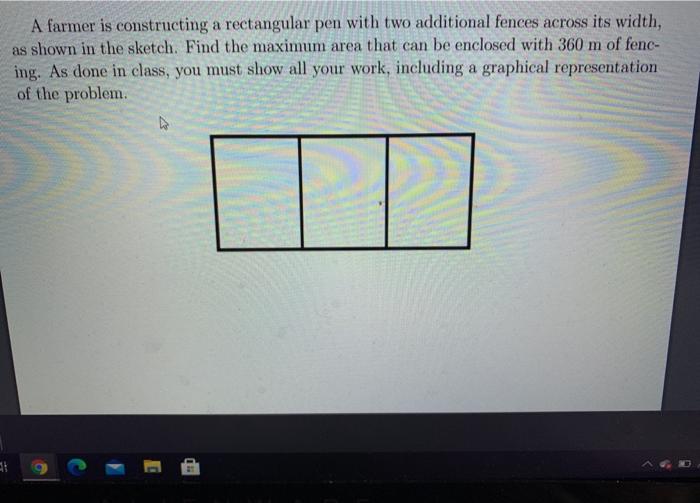 Solved A farmer is constructing a rectangular pen with two | Chegg.com
