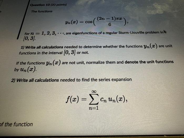 Question 10 (20 points) The functions | Chegg.com