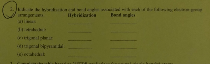 Solved 2. Indicate the hybridization and bond angles | Chegg.com