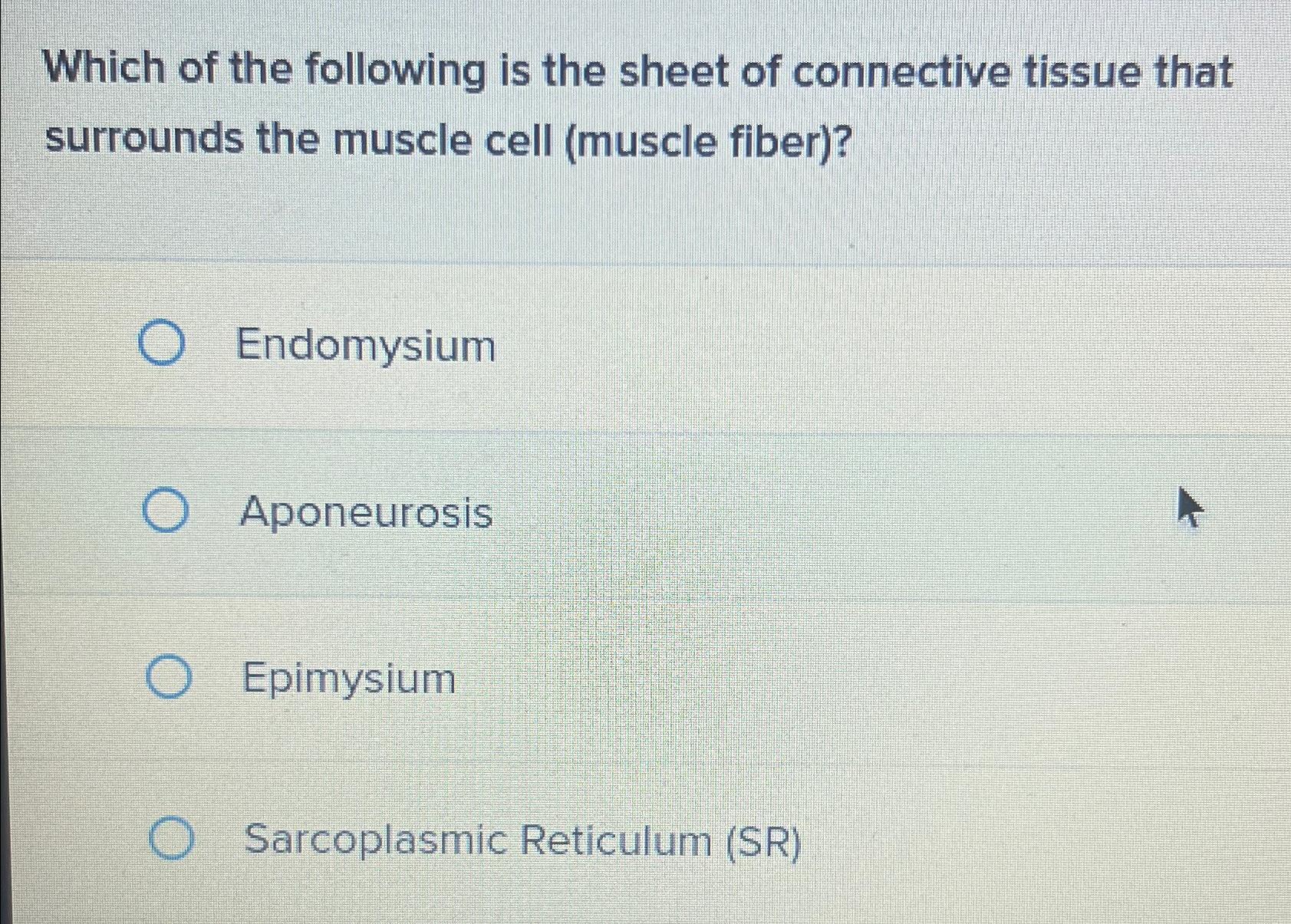 Solved Which of the following is the sheet of connective | Chegg.com