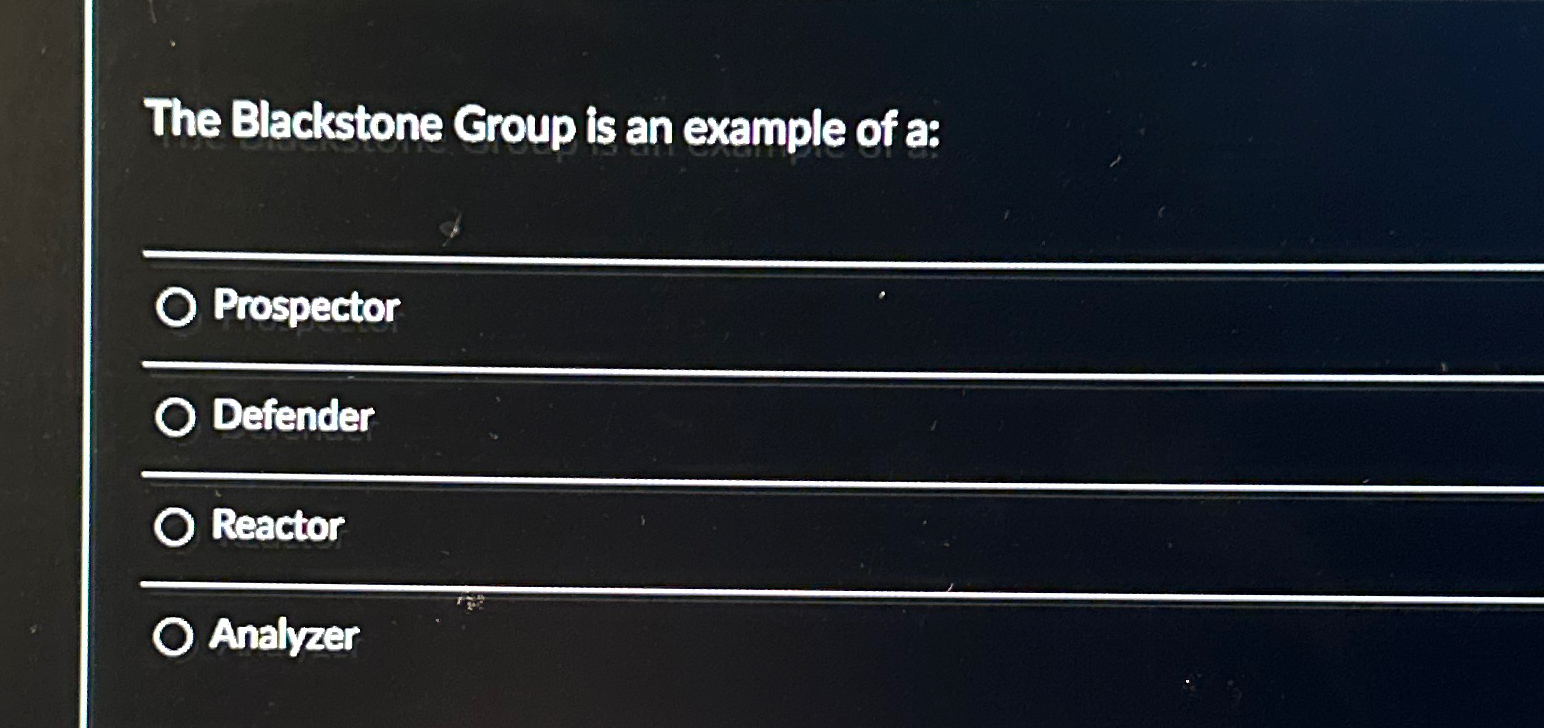 Solved The Blackstone Group is an example of | Chegg.com