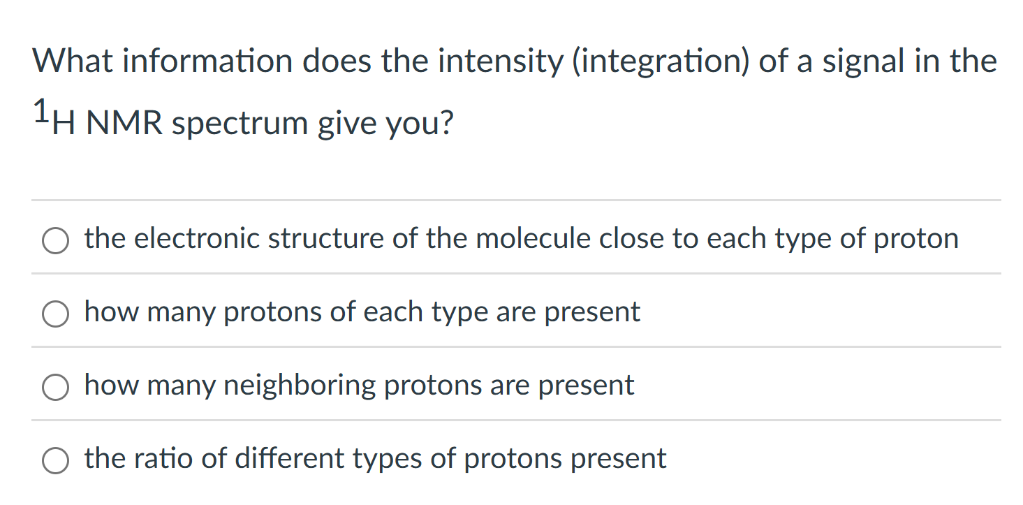 Solved What information does the intensity (integration) ﻿of | Chegg.com