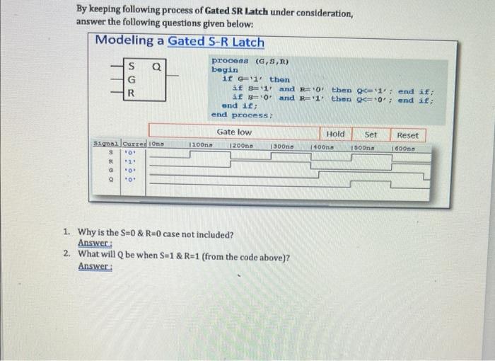 Solved By keeping following process of Gated SR Latch under | Chegg.com