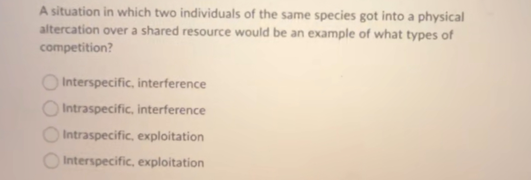 Solved A situation in which two individuals of the same | Chegg.com
