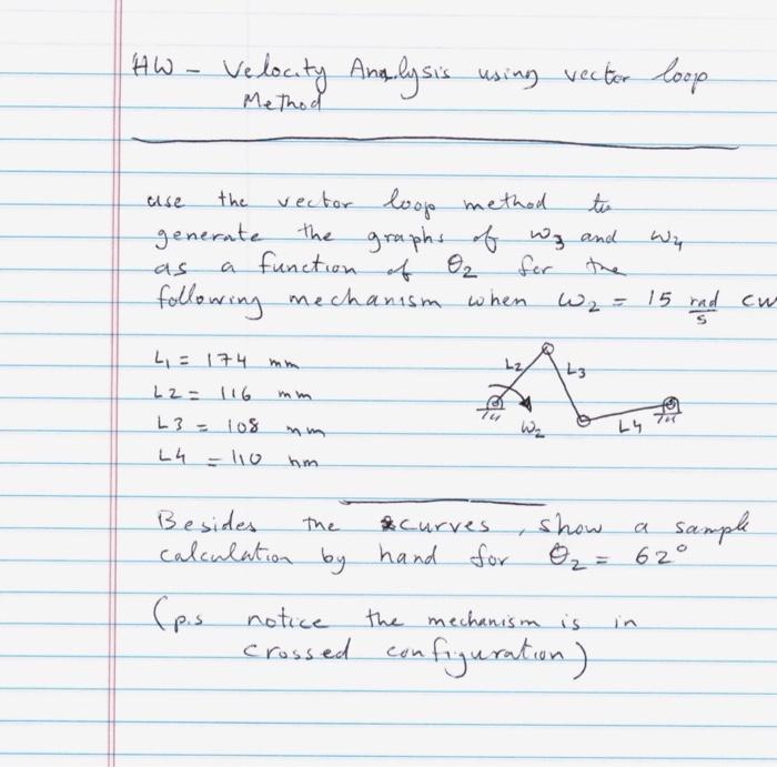 Solved HW - Velocity Analysis using vecter loop MeThod use | Chegg.com