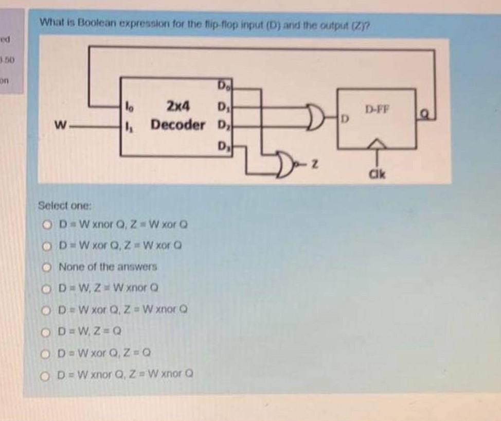 Solved What is Boolean expression for the flip-flop input | Chegg.com
