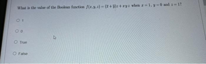 Solved What is the value of the Boolean function | Chegg.com