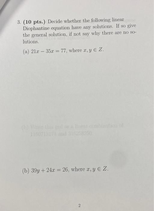 Solved 3. (10 pts.) Decide whether the following linear | Chegg.com