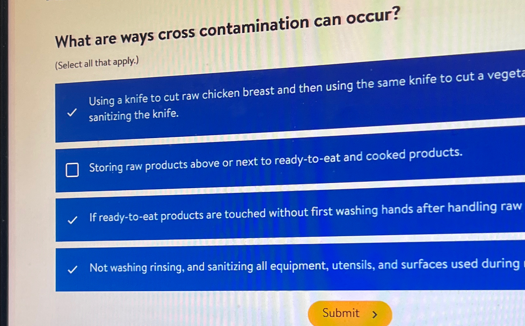 Solved What Are Ways Cross Contamination Can Occurselect