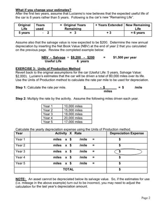 Solved EXERCISE 2: Straight-Line Depreciation: Complete the | Chegg.com