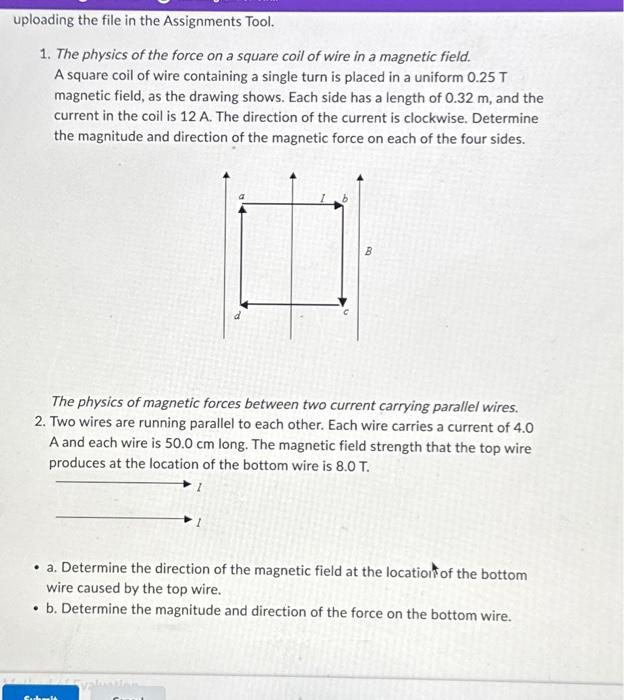 Solved 1. The physics of the force on a square coil of wire | Chegg.com