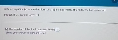 Solved Write an equation (a) ﻿in standard form and (b) ﻿in | Chegg.com